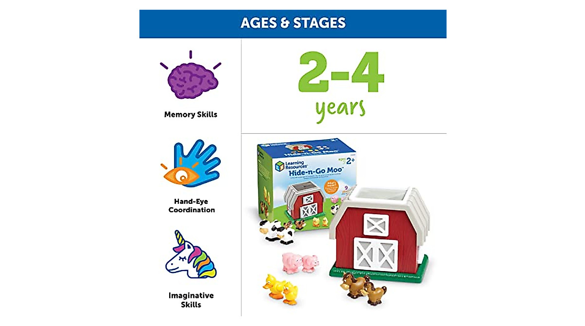 Learning Resources Hide-N-Go Moo Farm Animal Toy for Toddlers