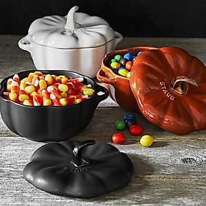STAUB 0.5-qt Petite Ceramic, Oven & Stove Safe up to 572°F, Pumpkin Dish, Baking , Candy Dish, Burnt Orange