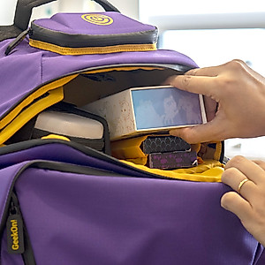GeekOn Ultimate Boardgame Backpack - The Smartest Way to Carry Your Games - Expandable Multi-Functional Board Game Bag - Carry-on Compliant (Purple/Gold)
