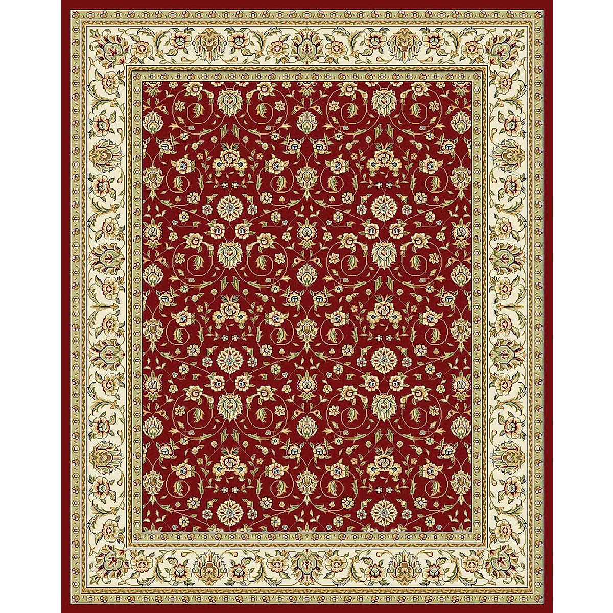 SAFAVIEH Lyndhurst Collection Area Rug - 9' x 12', Red & Ivory, Traditional Oriental Design, Non-Shedding & Easy Care, Ideal for High Traffic Areas in Living Room, Bedroom (LNH312A)