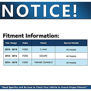 Detroit Axle - Rear Brake Kit for 13-16 Ford Escape 2013 2014 2015 2016, Disc Brake Rotors and Ceramic Brakes Pads 14-18 Transit Connect C-Max Replacement