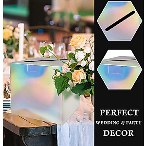 SietDESEO Card Box for Party Iridescent Card Box Raffle Box Gift Card Box Holder for Birthday Party Wedding Reception Baby Shower Bridal Shower Money Card Box