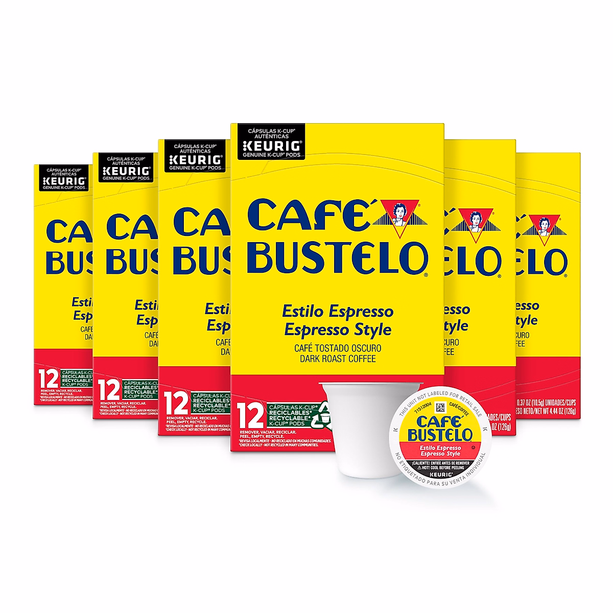 Café Bustelo Espresso Style Dark Roast Coffee, 72 Keurig K-Cup Pods