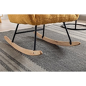 Tiophome Rocking Nursery, Upholstered Glider Rocker Accent Chairs Padded Seat with High Backrest, Comfy Side Armchair for Nursing, Living Room, Bedroom, Office,Teddy Velvet, Turmeric, Extra Large