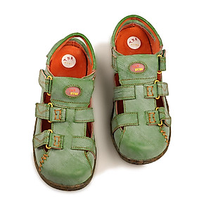 TMA EYES Womens Leather Sandals Outdoor Hiking Sandals Waterproof Athletic Sports Shoes Closed Toe Sandals(Green,10)