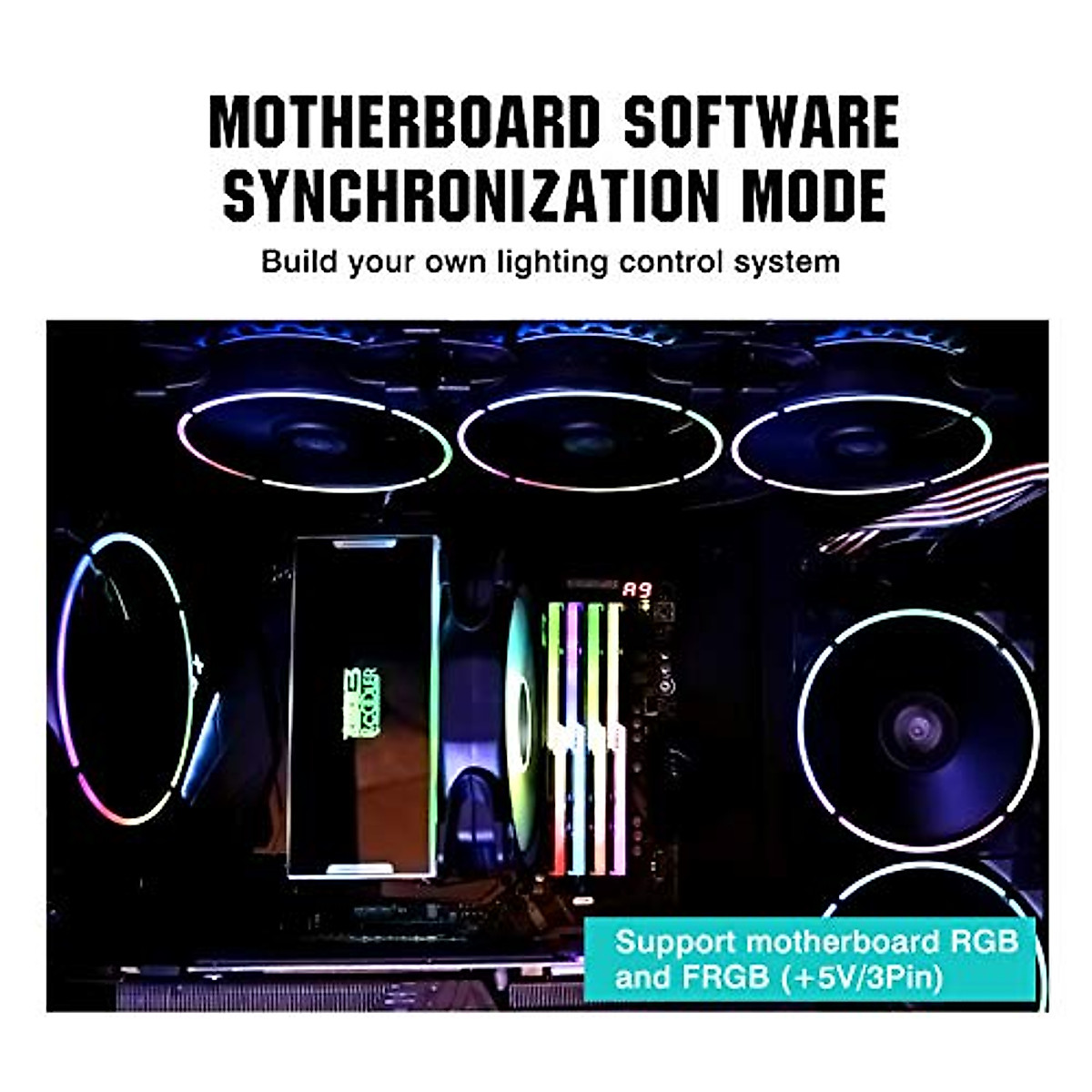 PCCOOLER 120mm Case Fan 3 Pack Computer Case Fans PWM Cooling PC Fans,Dual Light Loop Quiet Fan/Multiple Light Modes with Controller for PC Cases