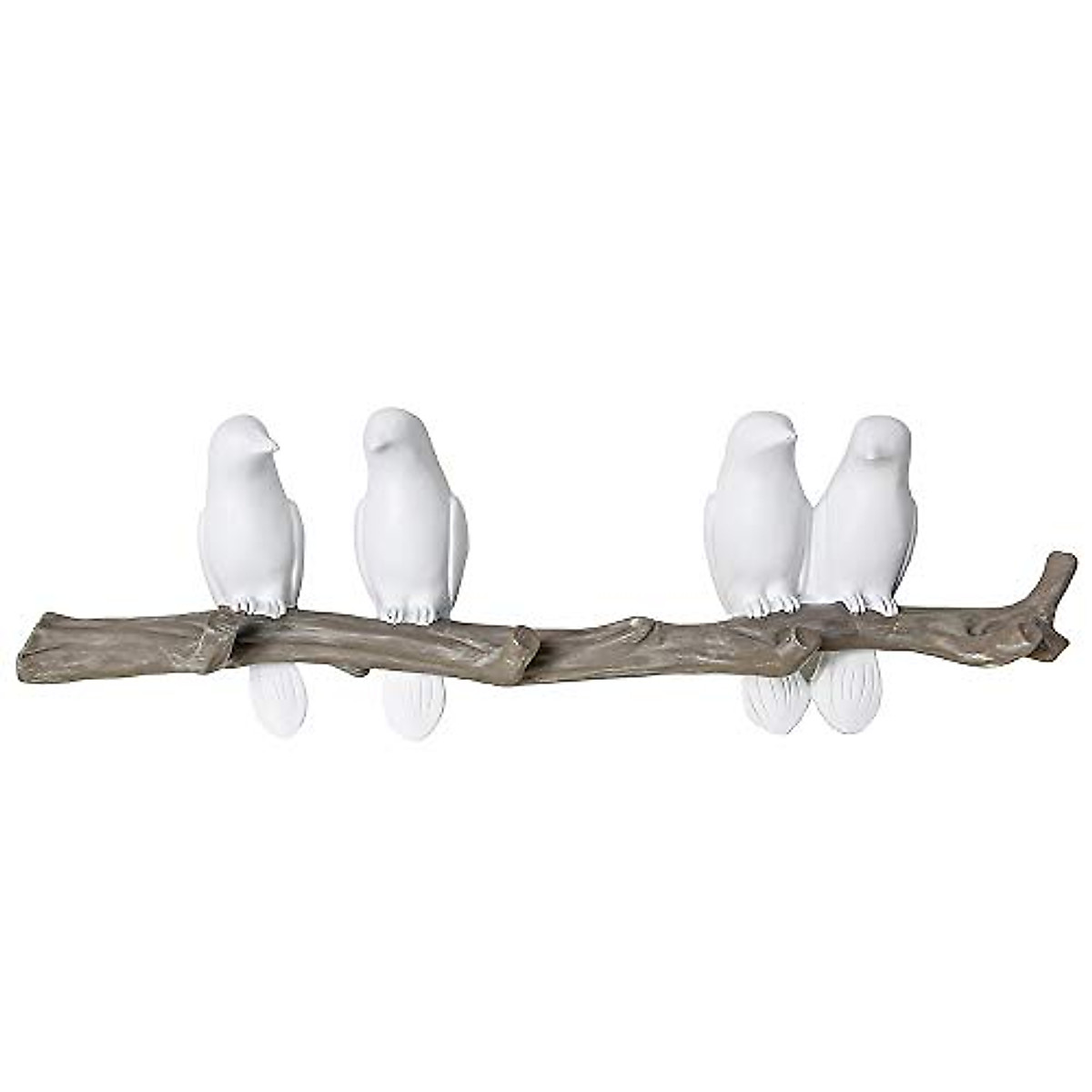 Sweet FanMuLin Birds On Tree Branch Decor Wall Mounted Coat Rack with Hooks for Coats, Hats, Keys, Towels (4 Birds)