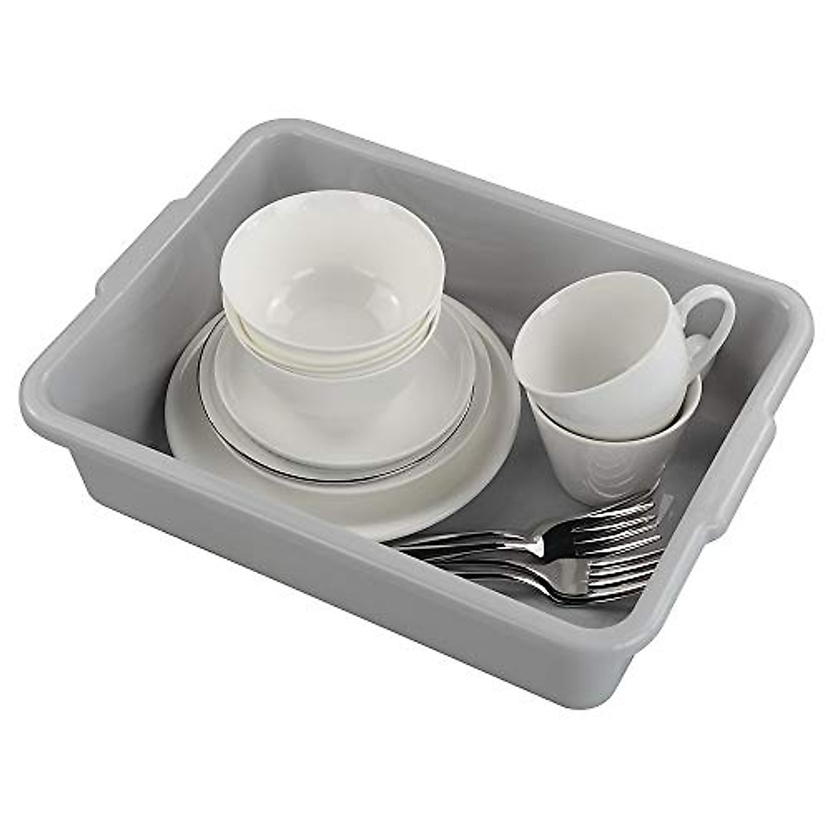 Wekioger Small Commercial Bus Tubs, Grey Bus Box/Wash Basin, 14.85" x 10.8" x 4.1"(4 Packs)