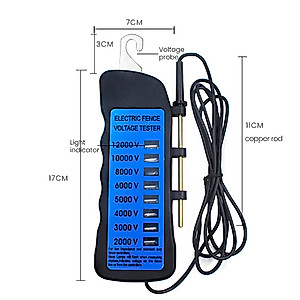 Electric Fence Voltage Tester, 12KV Fence Tester 8 Neon Indicator Lights/Fence Tester for Farms