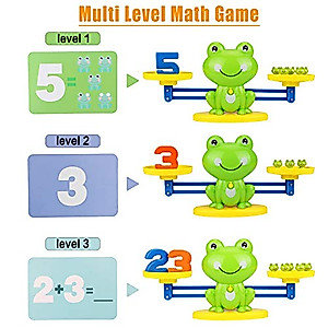Aitbay Cool Math Game, Valentines for Preschoolers Frog Balance Counting Toys for Boys & Girls Educational Number Toy Fun Children's Gift STEM Learning Age 3+ (63 PCS)