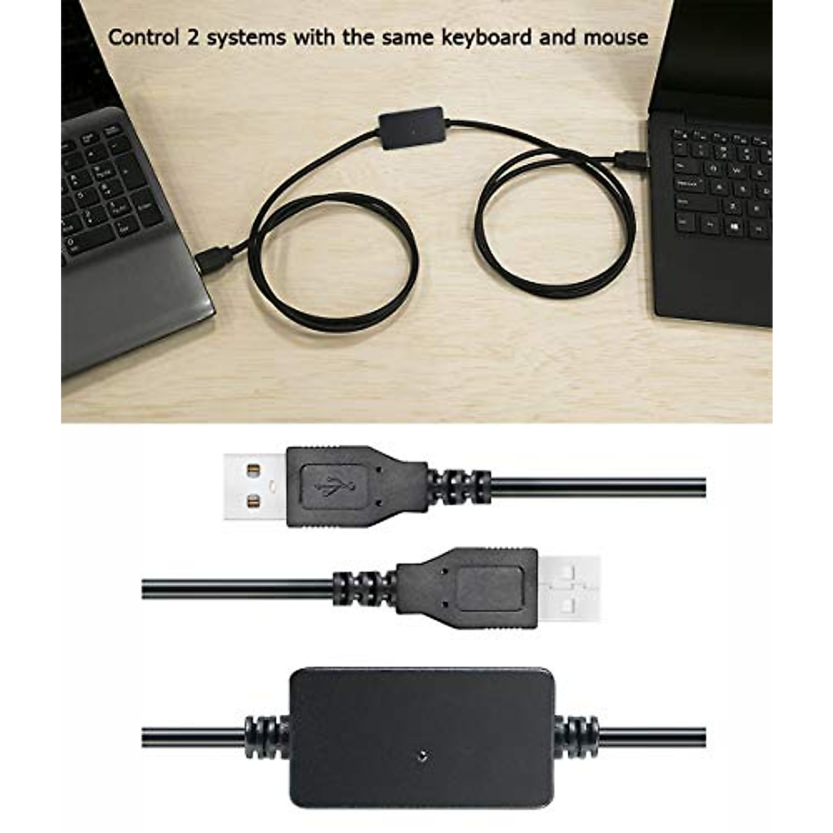 DTech Computer to Computer USB Cable 6ft, Data Transfer PC to PC Cord FTDI Chip Windows 11 10 8 7 Vista XP MAC Linux for USB 2.0 High Speed Easy File Sync Connection (6 Feet, Black)