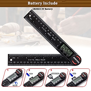 Digital Angle Finder Protractor, Angle Finder Ruler with 7inch/200mm, Angle Measuring Tool for Woodworking/Carpenter/Construction/DIY Measurement(2 Batteries Included) (Enhanced ABS)