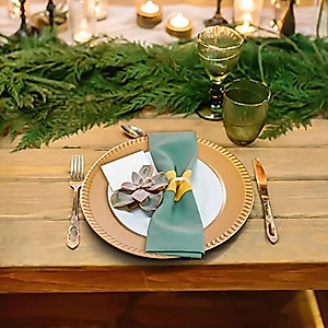 Suwimut 12 Pack Gold Plastic Beaded Charger Plates, 13 Inch Round Charger Plates Dinner Charger Plates with Beaded Rim for Wedding Party Decoration