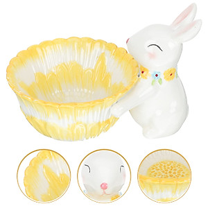 Amosfun Ceramic Food Bowl Easter Bunny Candy Dish Ceramic Easter Basket Easter Ceramic Rabbit Bowl Rabbit Salad Bowl Bunny Shaped Bowl Easter Party Tableware Breakfast Bowl