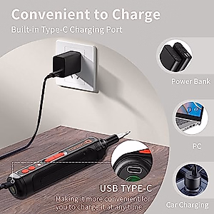 Electric Screwdriver Kit, HARDELL 4V Cordless Screwdriver Rechargeable with 36 Magnetic Bits Set, USB Charging Cable in Carrying Case, 3 LED Lights, Magnetic Hex Chuck for DIY