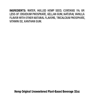 Pacific Foods Hemp Original Unsweetened Plant-Based Milk, Keto Friendly, 32 Fl Oz (Pack of 12)