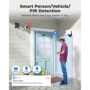 REOLINK 2K Cameras for Home Security Outside, Battery/Solar Powered, Smart Detection, 2-Way Audio, Compatible with Alexa, No Hub Needed, Local SD Storage, Argus PT+ Argus 2E+ Solar Panel