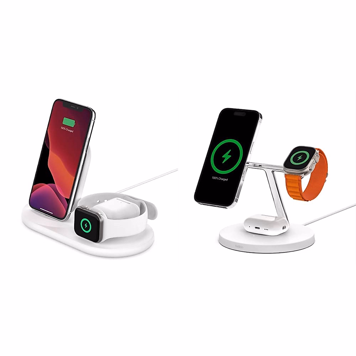 Belkin 3-in-1 Wireless Charger - Fast Wireless Charging Stand for Apple iPhone, Apple Watch & AirPods & MagSafe 3-in-1 Wireless Charging Stand & AirPods - MagSafe Charging Station