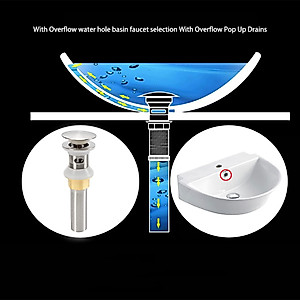 Rockgoya Bathroom Sink Drain,Drain Stopper Bathroom Sink Without Overflow,Pop Up Drain Assembly with Detachable Strainer Basket,Built-in Anti-Clogging Strainer,Stainless Steel Brushed Nickel