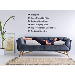 Leg Elevation Memory Foam Pillow with Removeable, Washable Cover - Elevated Pillows for Sleeping, Blood Circulation, Leg Swelling Relief and Sciatica Pain Relief - Pillow for Back Pain and Pregnancy