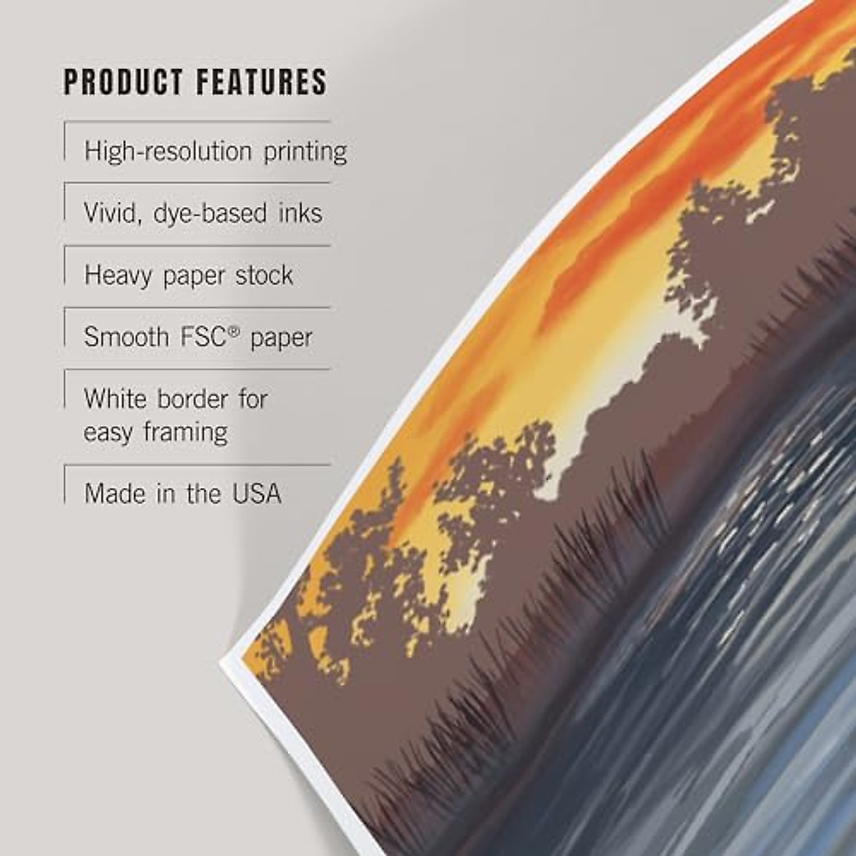 Lantern Press 8x12 Inch Art Print Wall Decor, Algonquin Park, Muskoka, Ontario, Loons and Lake at Sunset