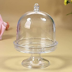 Okllen 36 Pack Mini Cake Plate with Lid, Plastic Cupcake Stand Dome Cover, Clear Small Cake Display Stand for Chocolate, Dessert, Wedding, Birthday, Baby Shower, Tea Party Supplies