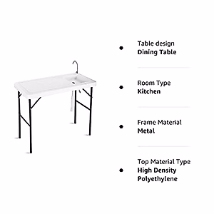 Goplus Portable Fish Cleaning Table with Sink, Folding Outdoor Camping Sink Station with Hose Hook Up, Heavy Duty Fillet Table with Faucet for Dock Beach Patio Picnic