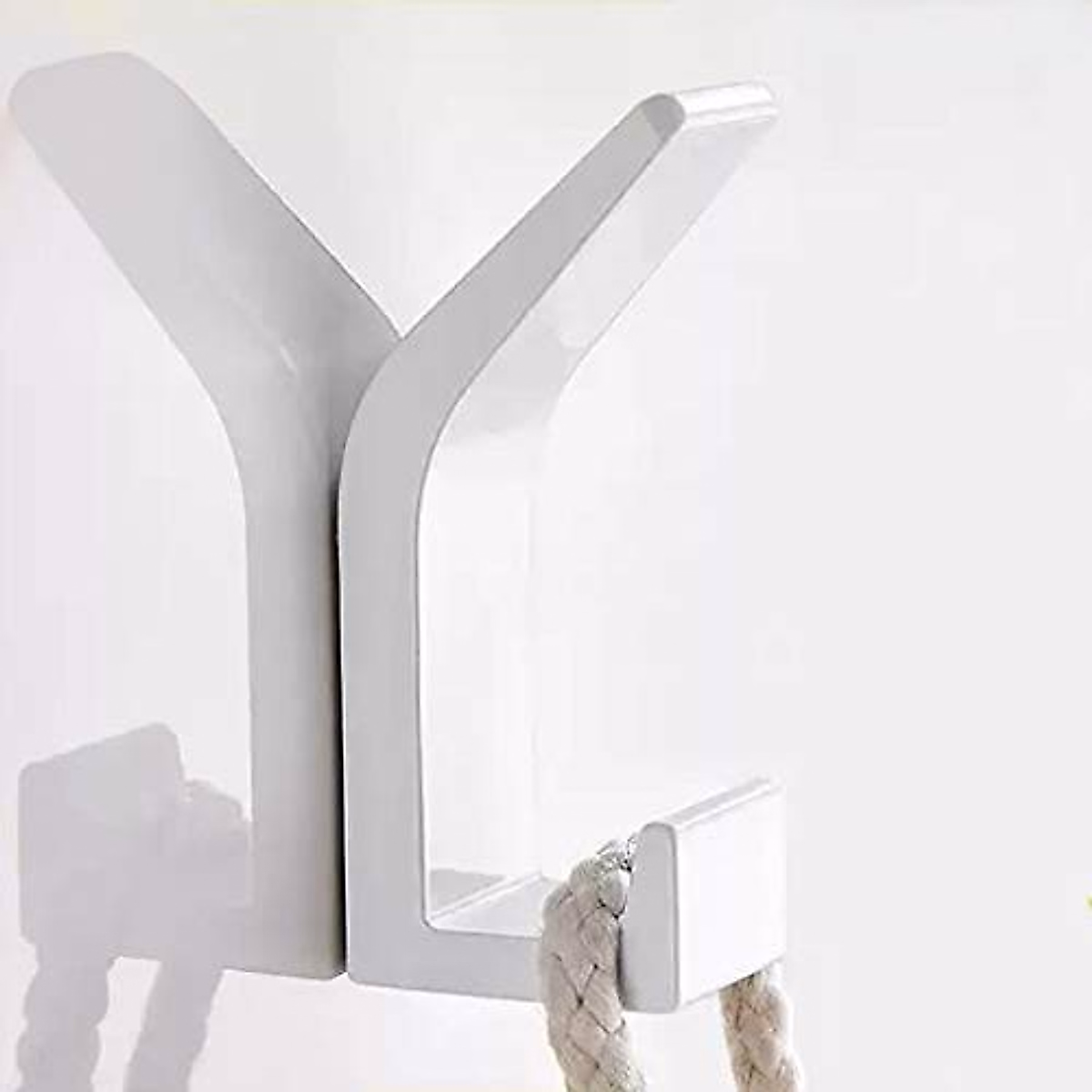 Emma Rose Home Chloe Double Hook, Heavy Duty Wall Hook Without Nails Waterproof Aluminum Hooks for Hanging Bathroom Kitchen Office-2 Pack Wall Hook (White)