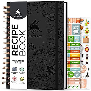 Clever Fox Recipe Book Spiral – Make Your Own Family Cookbook – Blank Recipe Notebook Organizer – Empty Cooking Journal to Write In Recipes – Medium Size, 6.3”x8.3”, Hardcover (Black)