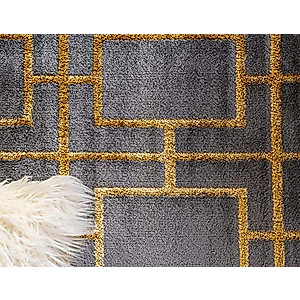 Unique Loom Marilyn Monroe Glam Collection Area Rug - Deco (6' 1' x 9' Rectangle, Gray Gold/ Gold)