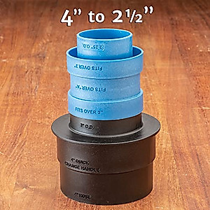 Dust Right Stacking Dust Port Adapter Set (3-Piece) – Interchangeable Vacuum Adapter for Dust Collection Hose & Tools – Glass Reinforced Polypropylene Dust Collectors for Woodworking