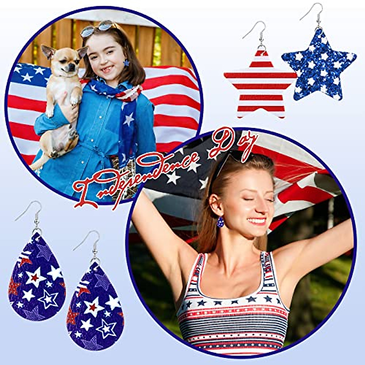 42 Pairs Faux Leather Earrings Set for Women Valentine's Day St Patrick's Day Easter Independence Day Halloween Thanksgiving Christmas