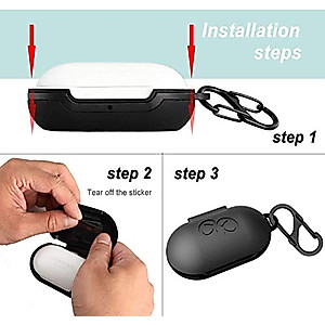 Haotop Case Cover Compatible with Galaxy Buds 2019/Buds+ Plus 2020,Soft Silicone Anti-Lost Earphone Full Protective Cover with Carabiner (Black)