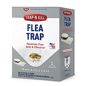 Enoz Trap-N-Kill Indoor Flea Trap with Lightbulb and Sticky Capture Pad, Nontoxic, Made in USA