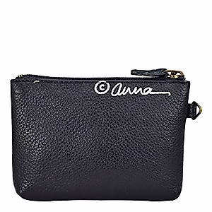 Anna by Anuschka Women's Hand Painted Genuine Leather Coin Pouch - Two Cats Grey