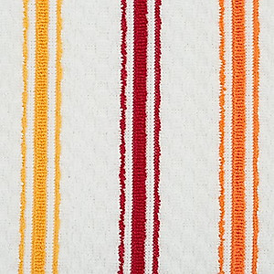 Cotton Stripe Terry Dish Towels, 15x25 Set of 12, Absorbent Durable Drying Cleaning Kitchen Towels-Red/Orange Stripe