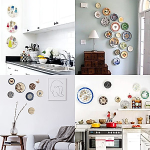 Tbestmax 30 Pcs Plate Hangers for The Wall-6 Size-4 6 8 10 12 14 Inch and 30 Pcs Wall Hooks to Antique Plates and Arts Decor