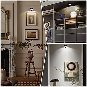 3-Pack Battery Operated Picture Light Magnetic Painting Light with 3 Lighting Modes,Remote and Dimmable Timer Art Display Light for Picture Artworking Frame Portrait,Wireless Wall Decor Puck Lights