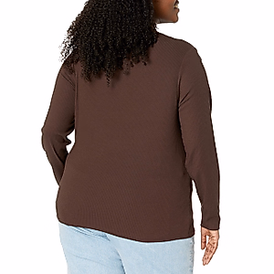 Amazon Essentials Sweater for Women, Long Sleeve Slim-Fit Rib Scoop Neck (Available in Plus Size), Pack of 2, Eggshell White/Espresso, Medium