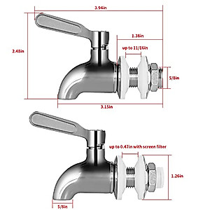 MOLIGOU 2 Pack Beverage Dispenser Replacement Spigot, Stainless Steel Spigot for Drink Dispenser, Water Dispenser Replacement Spout, Fits 5/8 inch Opening