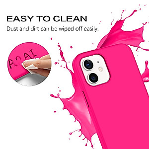 BENTOBEN for iPhone 12 Mini Case, Soft Silicone Gel Rubber Bumper Microfiber Lining Hard Back Shockproof Protective Phone Cover for iPhone 12 Mini 5.4", Hot Pink