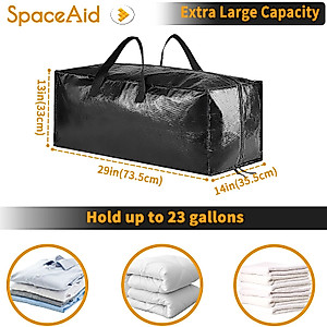 SpaceAid Heavy Duty Moving Bags, Extra Large Storage Totes W/ Backpack Straps Strong Handles & Zippers, Alternative to Moving Boxes, Packing & Moving Supplies, Black (8 Pack)