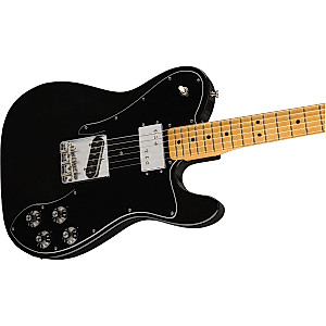 Fender Vintera 70s Custom Telecaster Electric Guitar, with 2-Year Warranty, Black, Maple Fingerboard