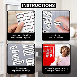 Poetry Tiles Word Magnets - Sassy Words Fridge Magnet Set - 536 Sarcastic, Judgmental, Shady Magnetic Words Kit for Refrigerator Poems and Stories - Funny Fridge Magnets for Adults with Spunk
