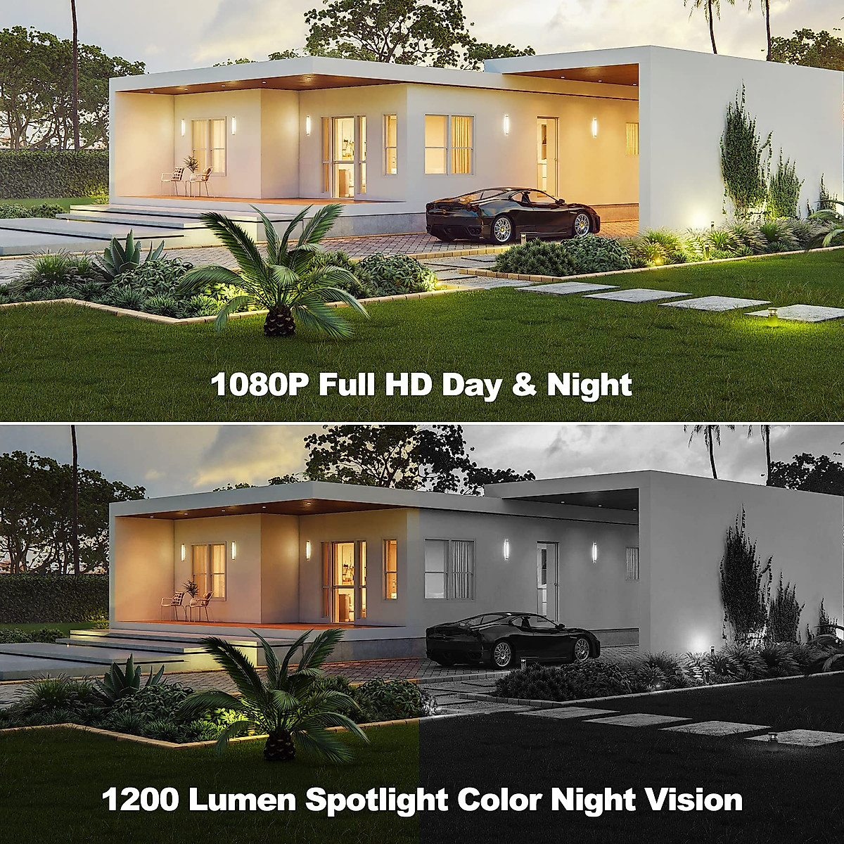 FIYEE Security Cameras Wireless Outdoor WiFi Solar Powered Camera for Home Securtiy, Spotlight Color Night Vision, Include 64GB TF Card