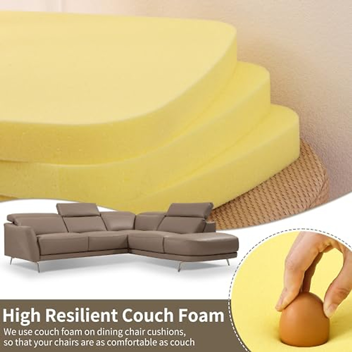 HAVARGO Chair Pads Kitchen Chair Cushions 17"X16" High Resilient Foam Seat Cushion for Kitchen Chairs, Dining Room Chair Cushions with Tie and Non-Slip Backing Set of 4, Ivory White