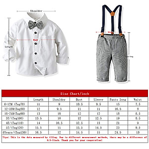 Moyikiss Studio Autumn Winter Little Boys Clothes Long Sleeve Bowtie Shirt+Suspender Pants Gentleman Outfits Sets (White-a, 90/2T)