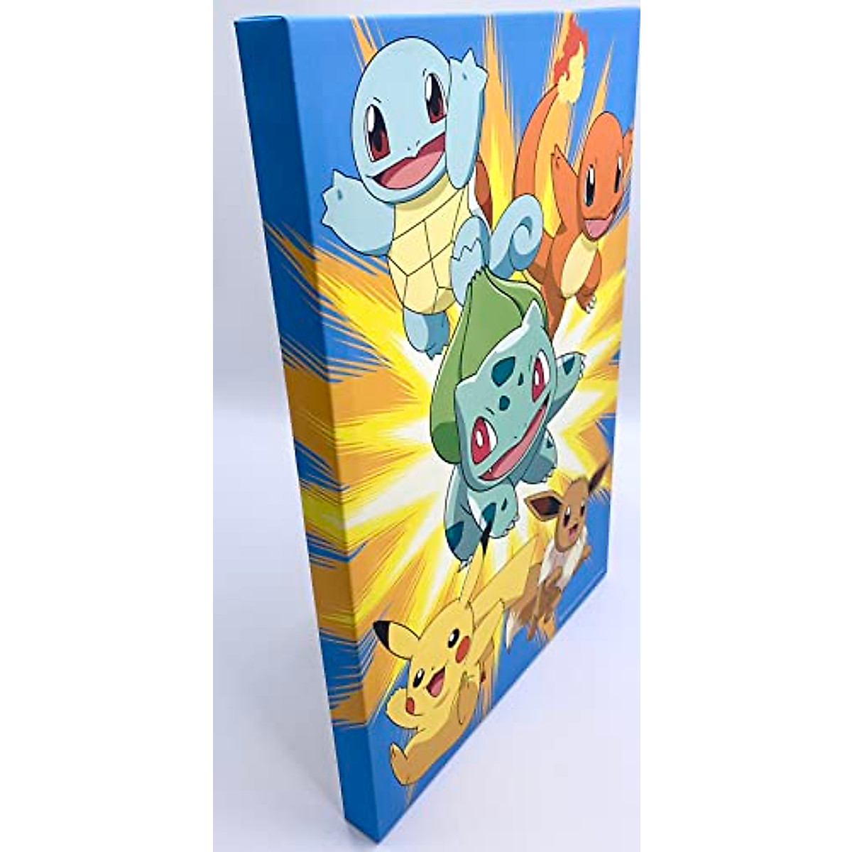 Silver Buffalo Pokémon 13" x 19" Canvas Wall Art - Pikachu Eevee Charmander Squirtle Bulbasaur - Group Pokemon Picture Poster