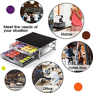 Masthome Cake Stand & 2-Tier Coffee Pod Storage Drawer, 6 in 1 Multi-Functional Serving Platter Display Stand and Coffee Pod Holder for Dolce Gusto, Gift for Birthday Christmas Wedding