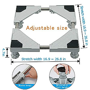 Multi-Functional Adjustable Movable Base Refrigerator Stand with 4 Strong Feets for Washing Machine Refrigerator and Dryer (4 Feets)
